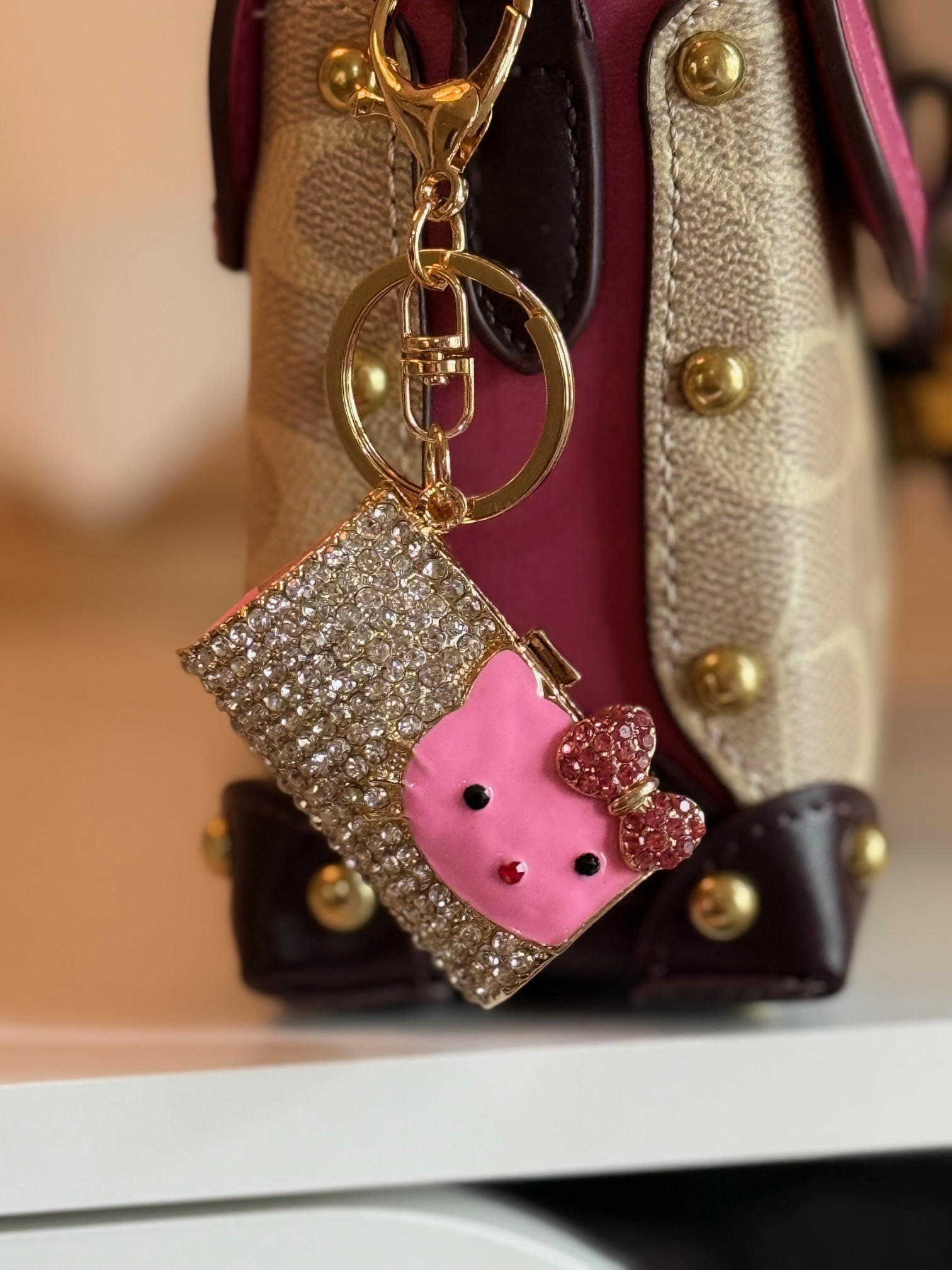 Kitty Crystal Pink Handbag Charm – Mae Jewelry Company