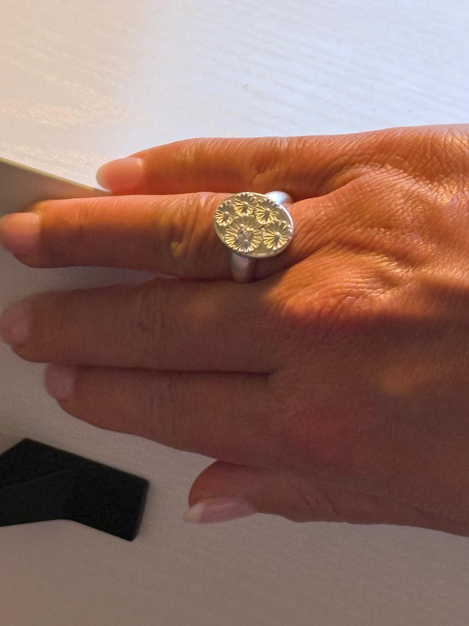 Wildflower Meadow Adjustable Ring – 925 Sterling Silver Floral Oval ...