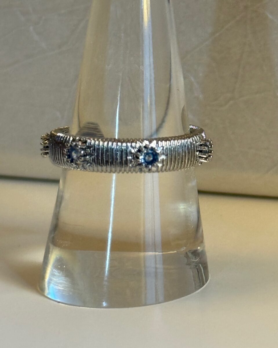 Blue Radiance Adjustable Ring | 925 Sterling Silver Textured Band with ...